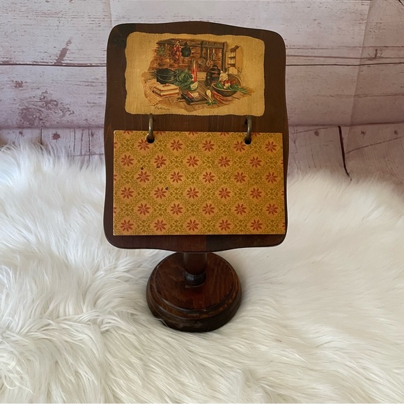Kitchen | Vintage Wooden Recipe Card Holder Stand Pedestal Kitchen ...